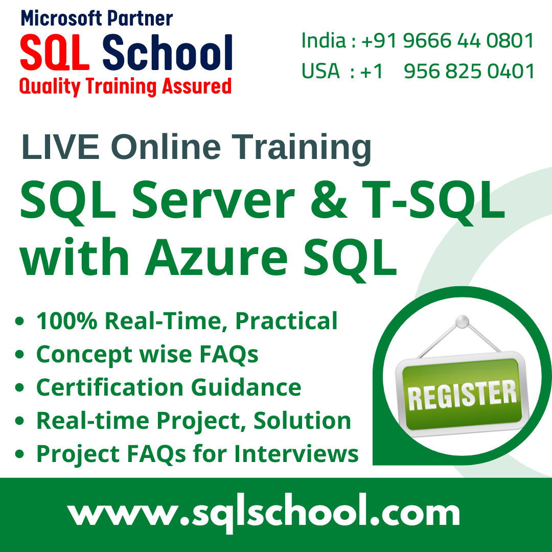 Sql Server Training Institute — Microsoft Sqlserver And T Sql With Azure From