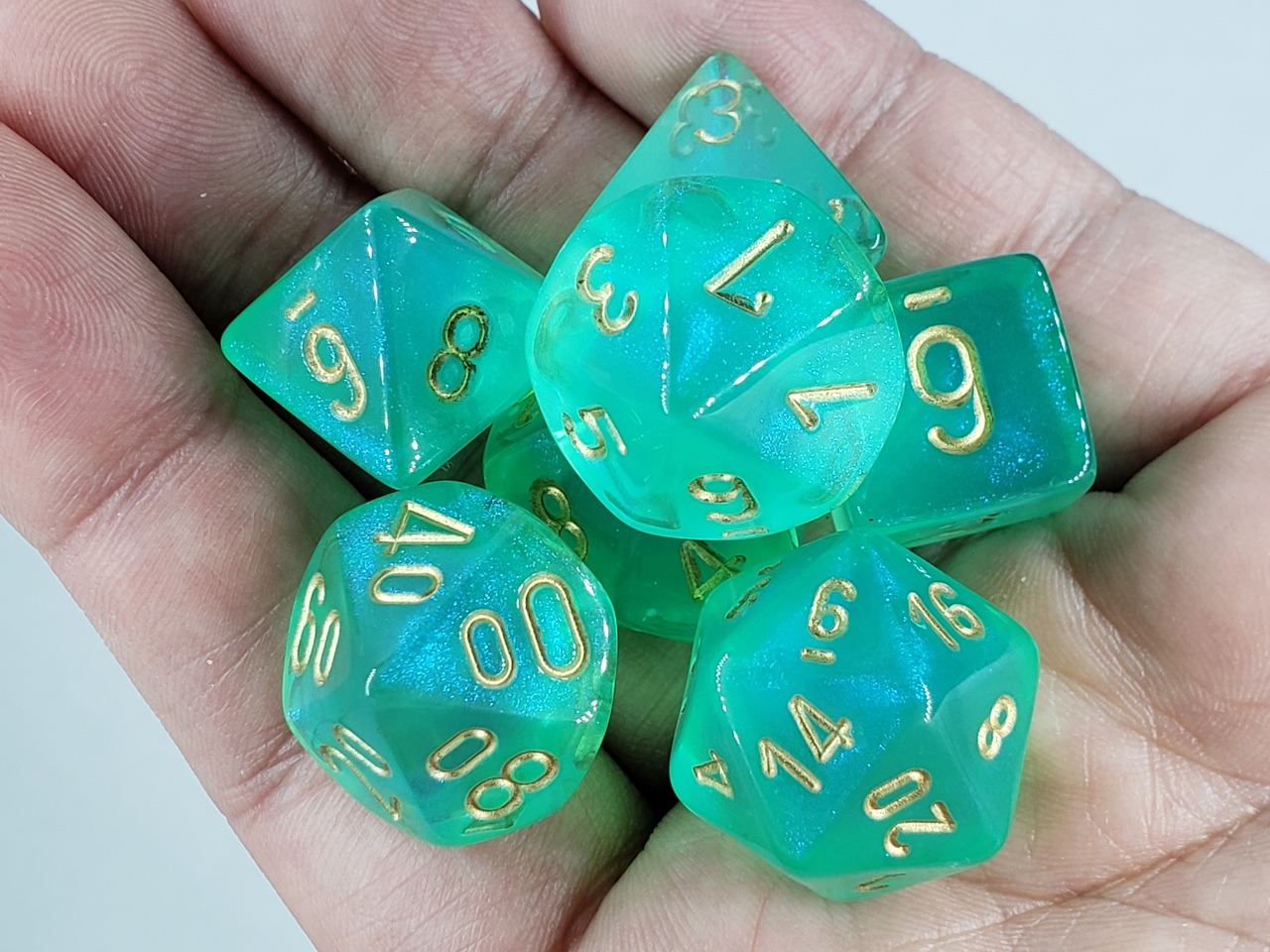 Bury Me With My Dice — Chessex Borealis Light Green With Gold