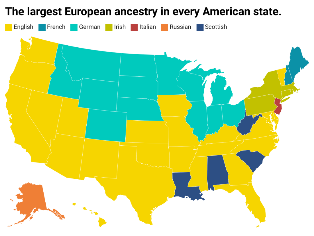 The largest European ancestry in every American... - Maps on the Web The largest European ancestry in every American... - Maps on the Web