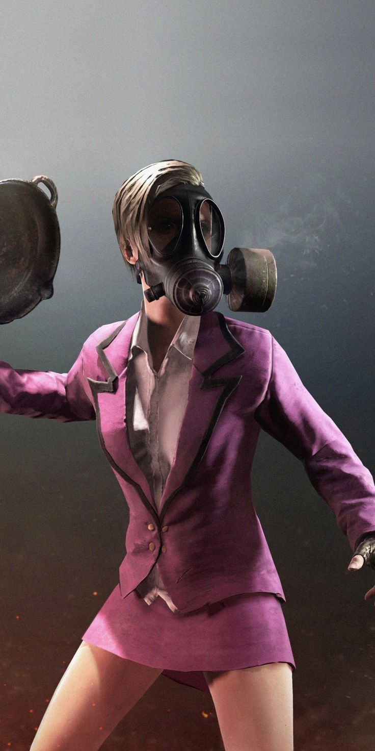 Pubg Battle Royale Woman In Gas Mask Mobile Game 1080x2160 Wallpaper