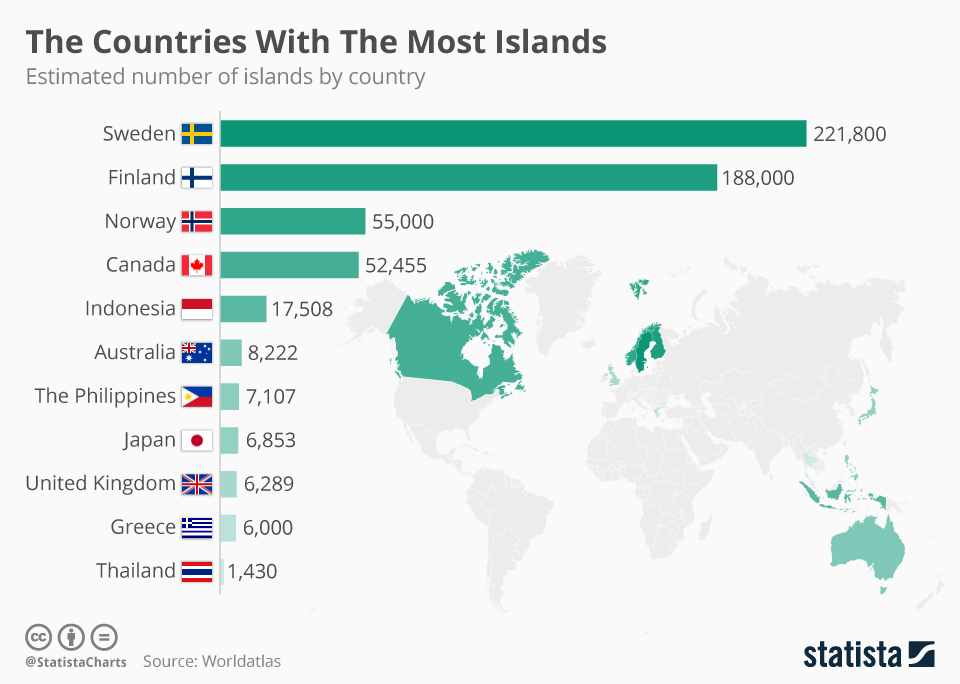 The Countries With The Most Islands. - Maps on the Web The Countries With The Most Islands. - Maps on the Web
