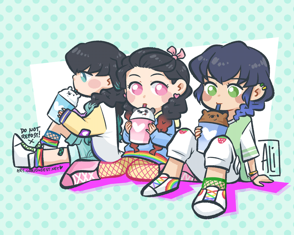 Alis Art And Lit Blog • Nezuko And Inosuke But Make It Pastel But Muichiro