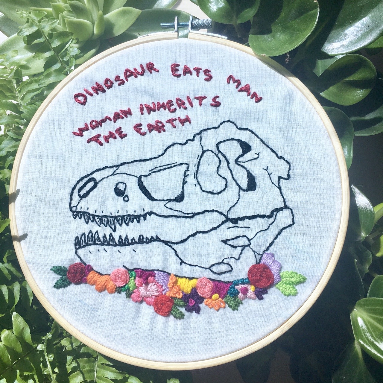 Dinosaur eats man, woman inherits the earth. Dinosaur eats man, woman inherits the earth.