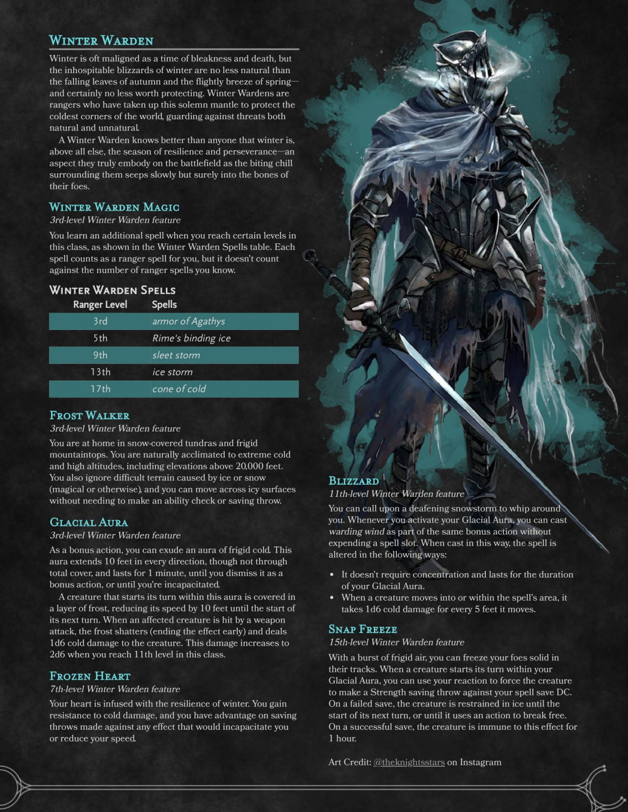 D&D and other stuff — Ranger Archetype: Winter Warden The final... D&D and other stuff — Ranger Archetype: Winter Warden The final...