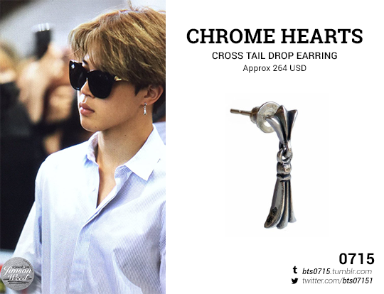 BTS FASHION STYLE FINDER 170509 JIMIN CHROME HEARTS cross tail drop
