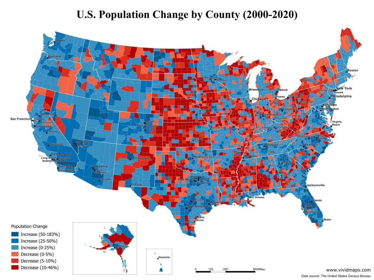 US population change 2000-2020 - Maps on the Web US population change 2000-2020 - Maps on the Web