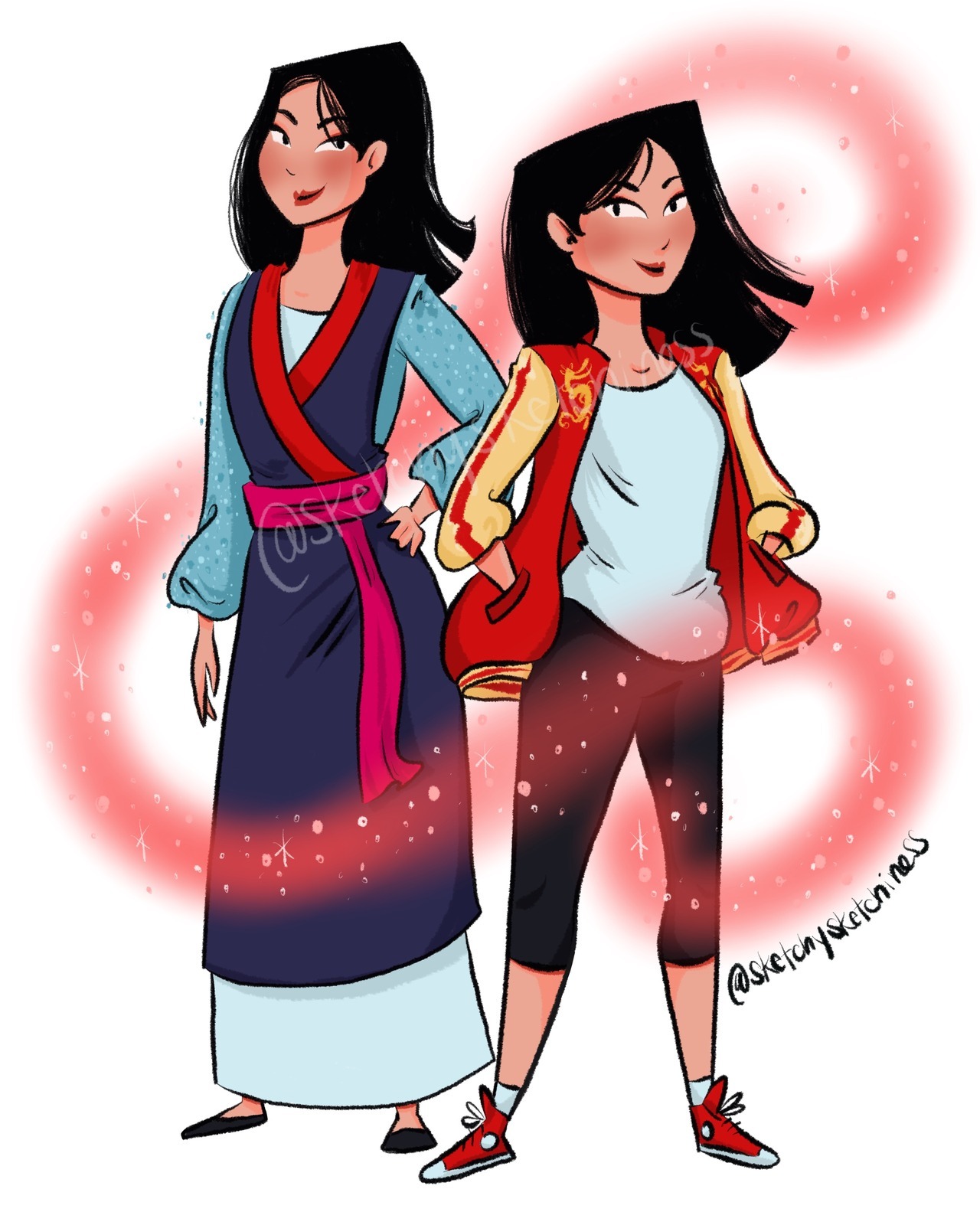 Rlynn Sketches — Casual And Princess Mulan