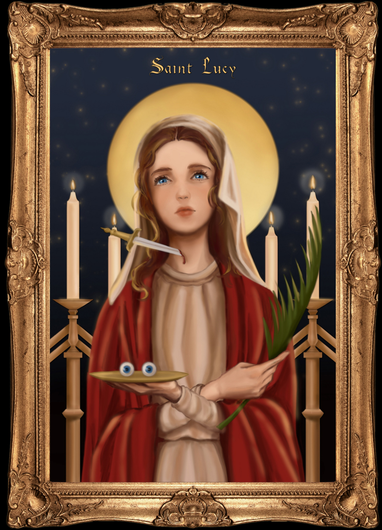 Jihyo Kim — Illustration Of Saint Lucy Symbolisms Eyes On A
