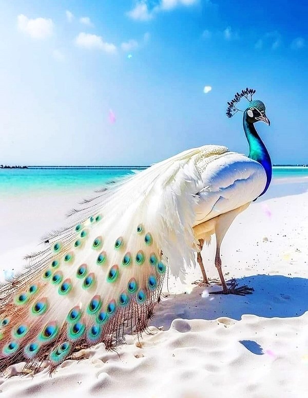 The Living — Beautiful Peacock On The Beach In Florida Usa