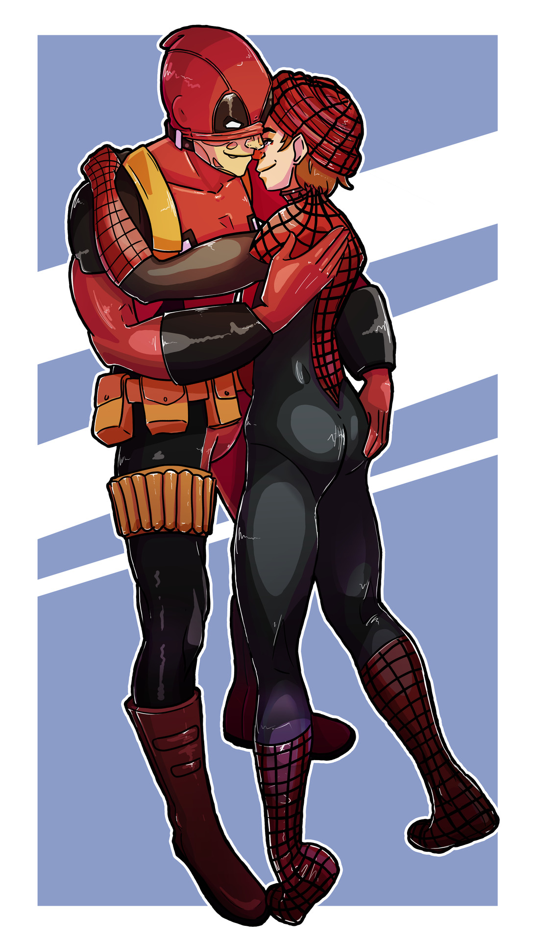 Deadpool X Spiderman Kiss