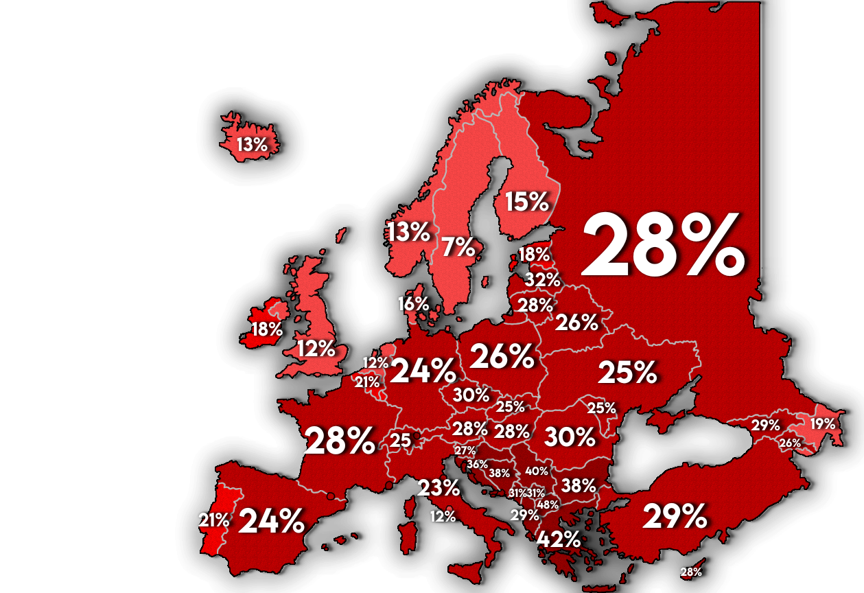 Percentage of daily smokers in Europe. - Maps on the Web Percentage of daily smokers in Europe. - Maps on the Web