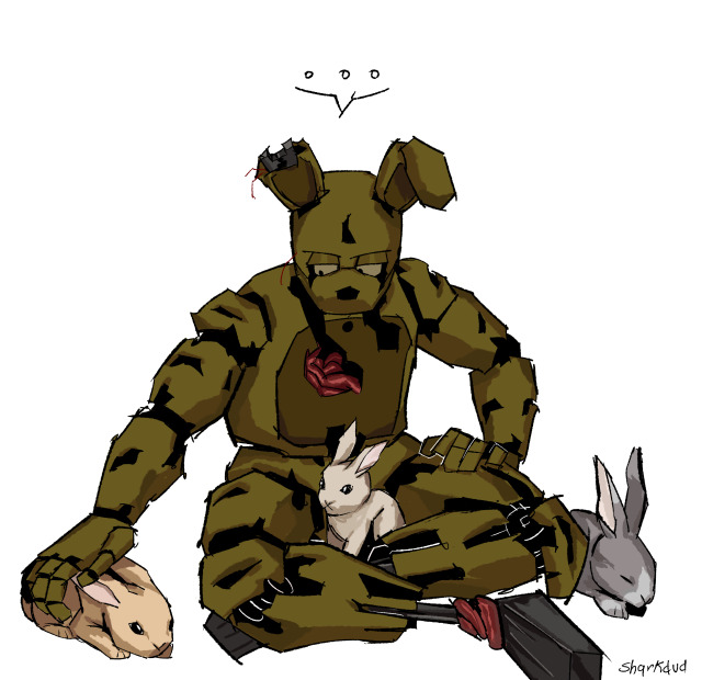 hi! Can you draw springtrap with a bunch of real bunnies/rabbits? Not ... hi! Can you draw springtrap with a bunch of real bunnies/rabbits? Not ...