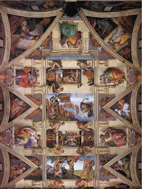 The ceiling of the Sistine Chapel in Saint Peter’s Basilica is one of ...
