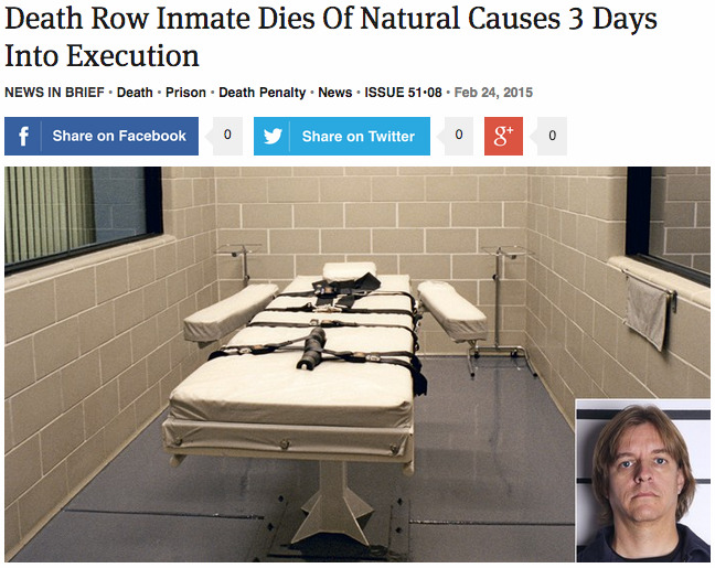 Death Row Inmate Dies Of Natural Causes 3 Days Into Execution