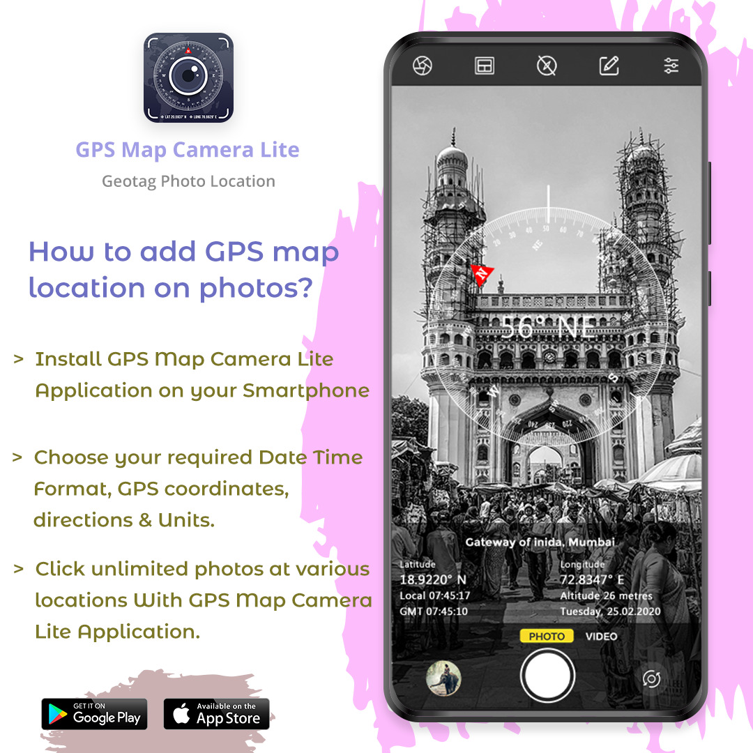 GPS Map Camera Lite: Geotag Photo Location How to add GPS map location on photos? ⠀ ⠀Install GPS ...