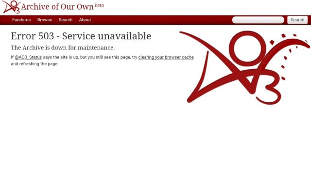 #ao3 is down on Tumblr #ao3 is down on Tumblr