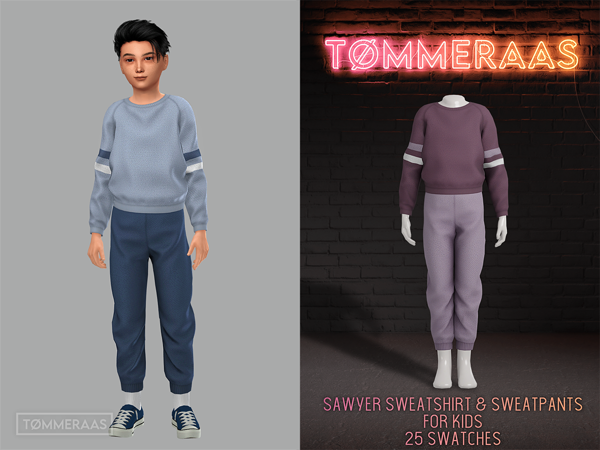 Sawyer Sweatshirt (#98) & Sawyer Sweatpants (#99) for Kids - TØMMERAAS – @tommeraas-cc on Tumblr