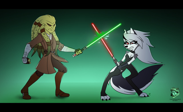 A flat colour commission from Deviantart of Sith Loona in a lightsaber fight. Thank you! :D ...