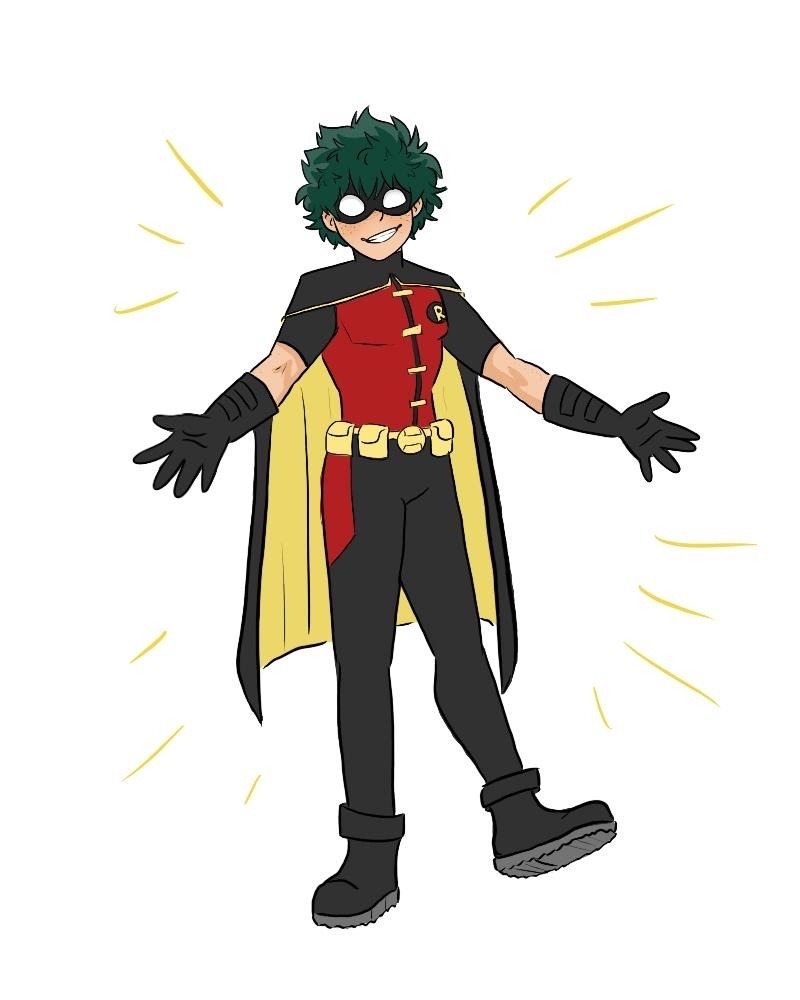 Been Thinking About Mha X Batman Crossover So I Drew Izuku As All The Robins If I Were To Do A