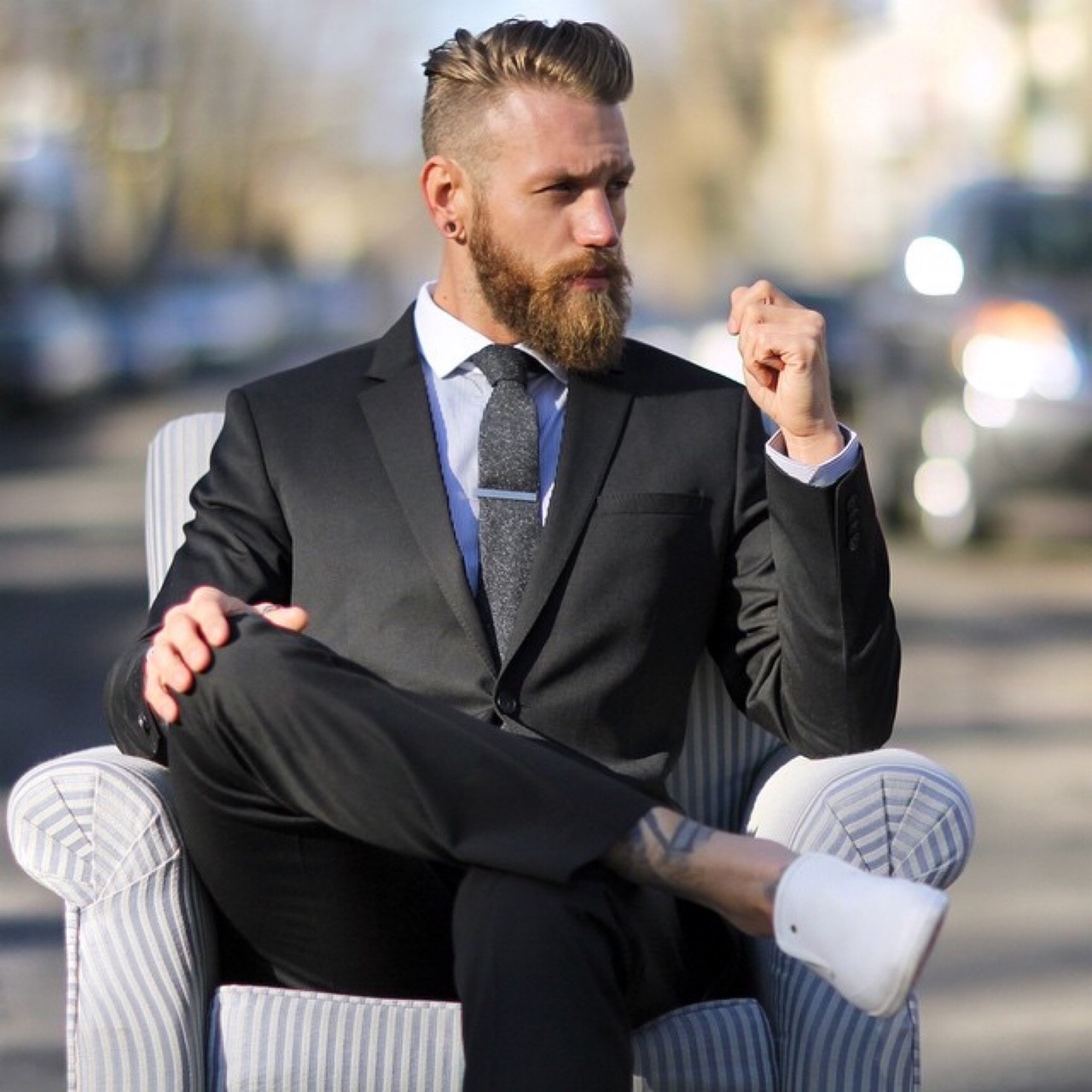 Hot guy in suit store