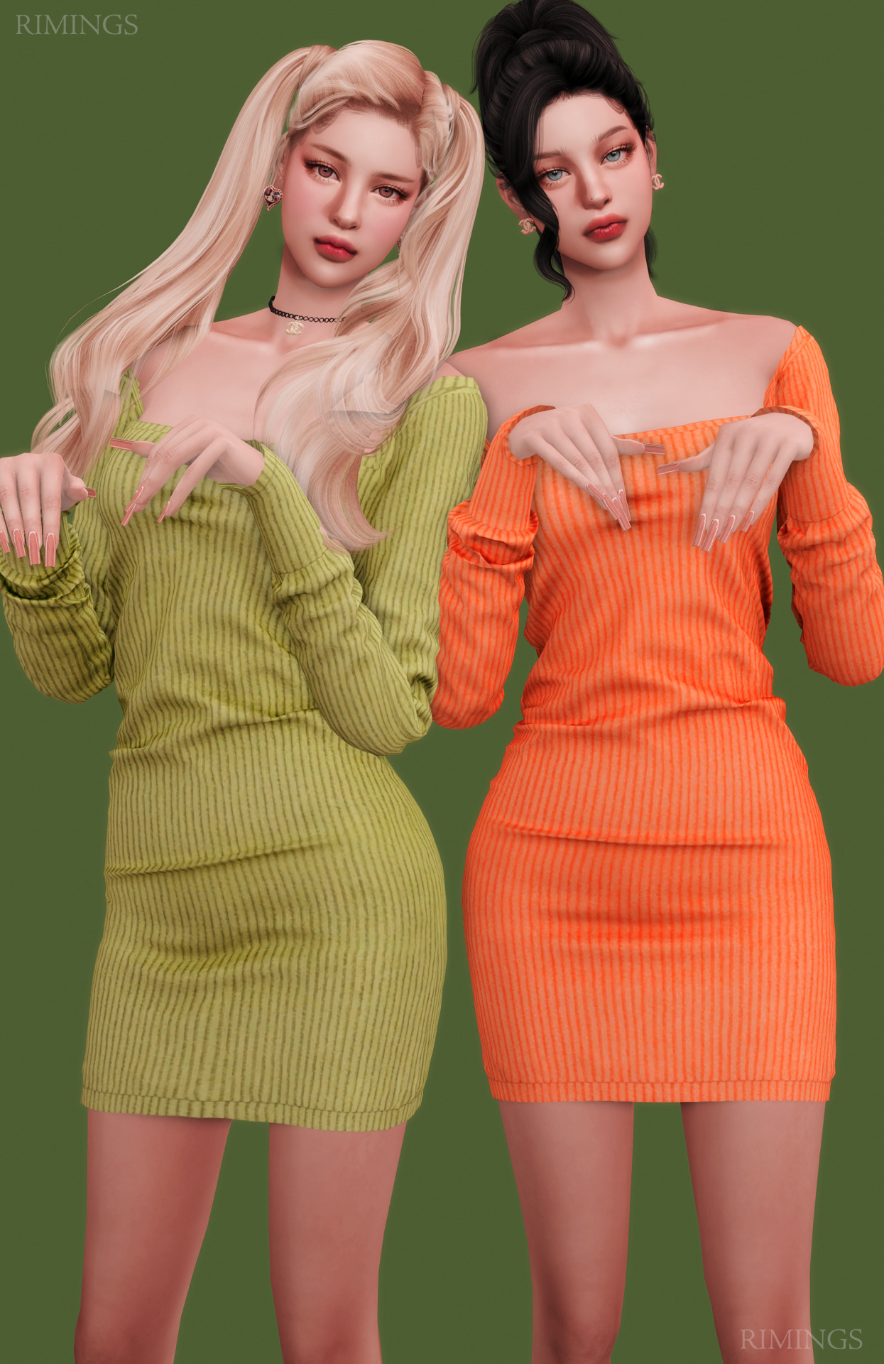 Rimings Ribbed Off Shoulder Dress Full Body Rimings