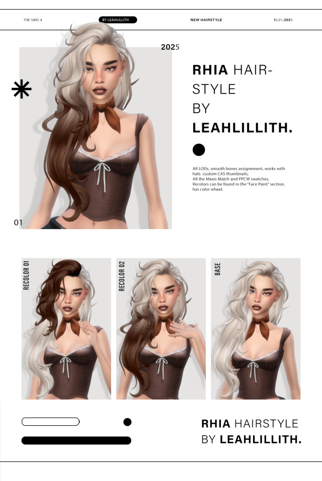 Rhia Hairstyle: DOWNLOAD (Maxis Match) – @leahlillith on Tumblr