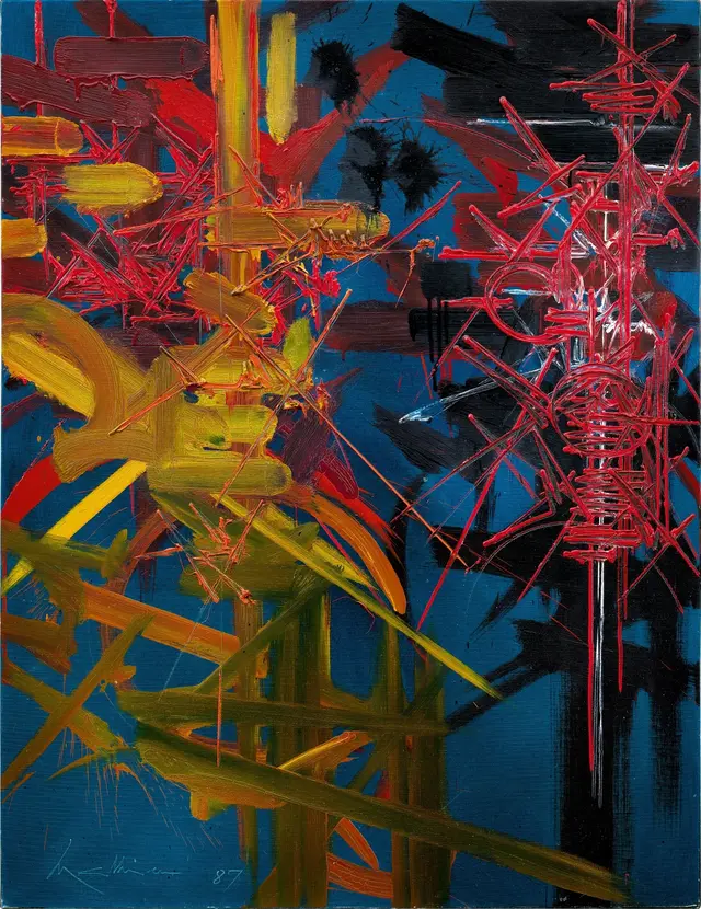 Georges Mathieu (French, 1921-2012), Chanson Dispersée, 1987. Oil on canvas, 116 x 89 cm ...