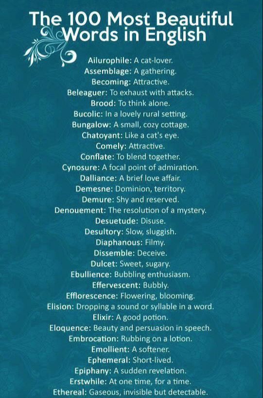 The 100 most beautiful words in English according to Robert Beard author of The 100 Most Beautiful Words in English. Any. cheshirelibrary on Tumblr