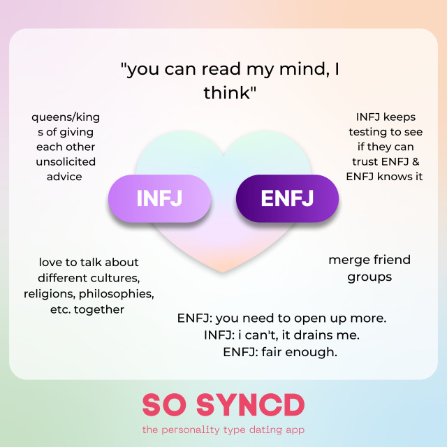 How compatible are INFJs and ENFJs? Follow @sosyncd to see the next pairings! 💜 Join @sosyncd ...