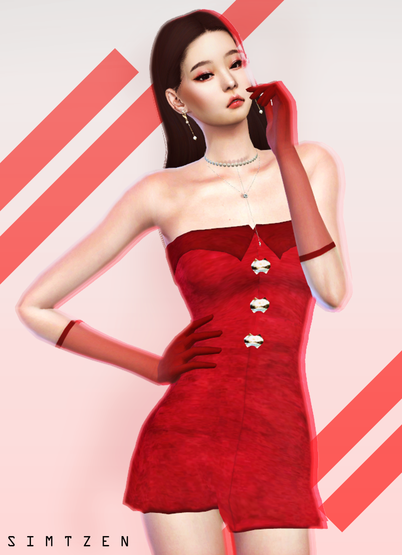 Simtzen Simtzen Blackpink Jennie Solo Red Dress By