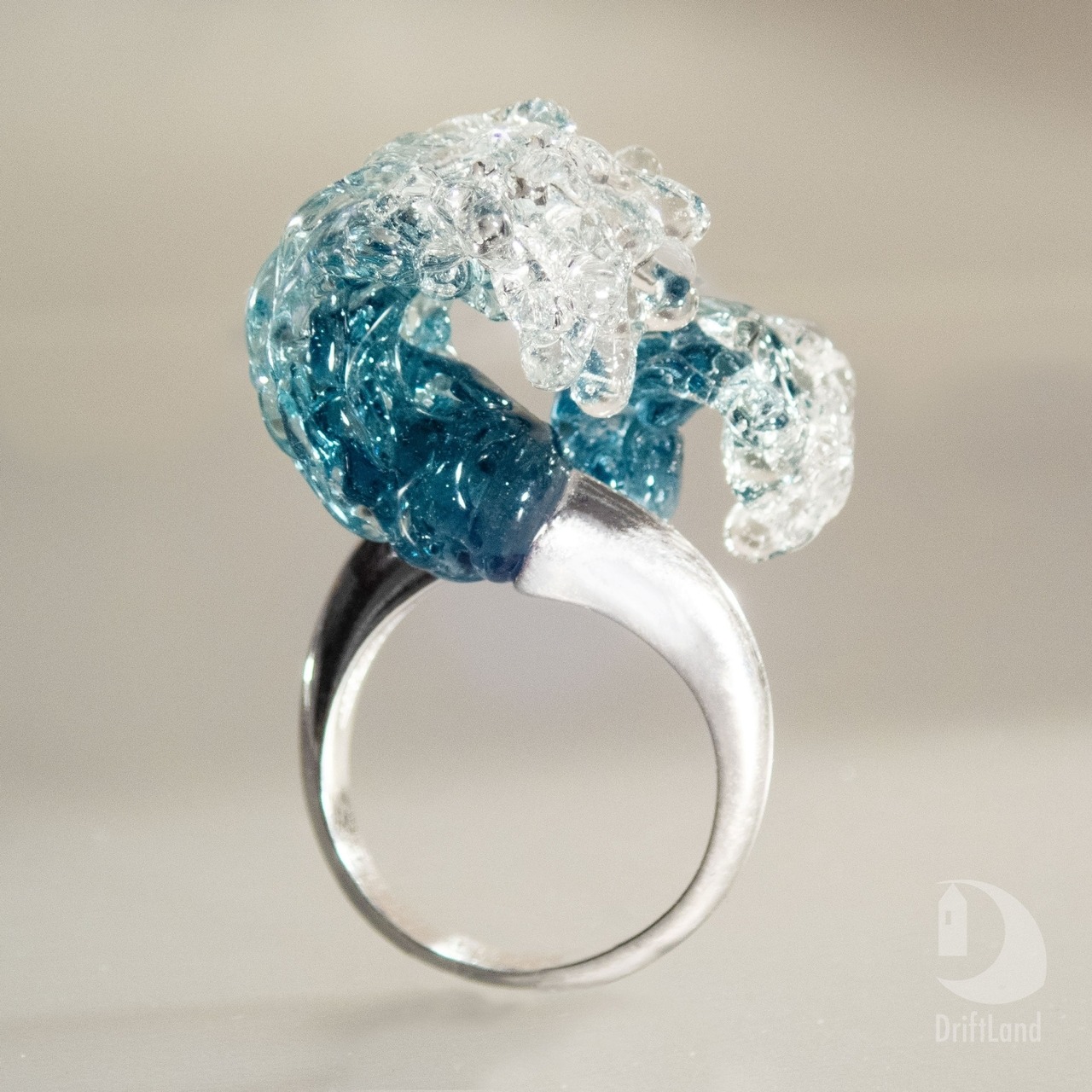 Glass Wave Sculptures Necklaces Rings