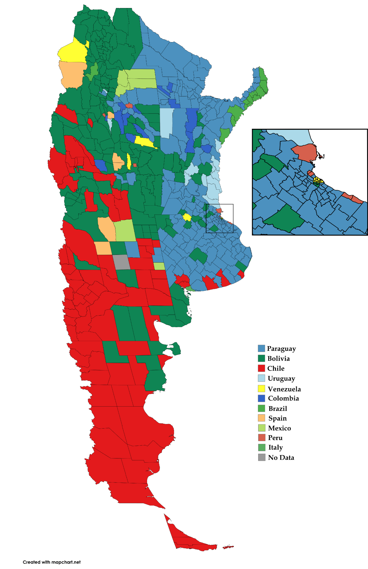 Largest immigrant group in each Argentinian... - Maps on the Web Largest immigrant group in each Argentinian... - Maps on the Web