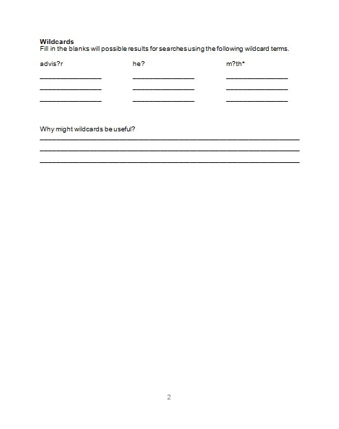 Katherine Jarzombek — Introduction To Database Searching Handout And