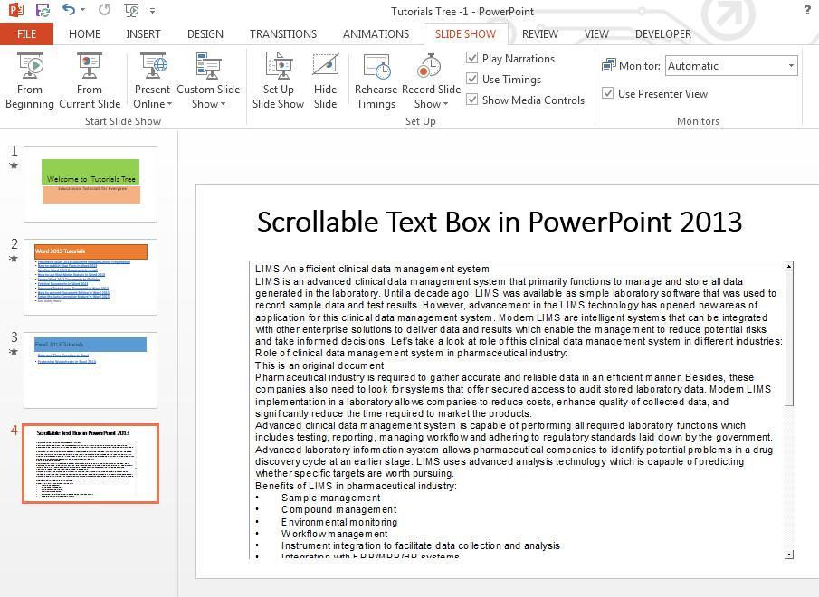 Tutorials Tree — How to create a scrollable Text Box in PowerPoint... Tutorials Tree — How to create a scrollable Text Box in PowerPoint...