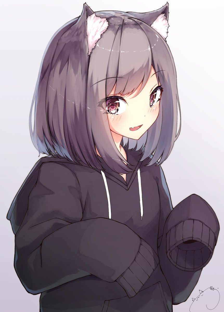 Anime Girl With Cat Hoodie Tumblr