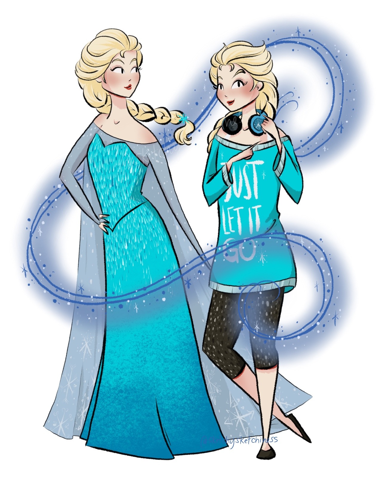 Rlynn Sketches — Queen And Casual Elsa