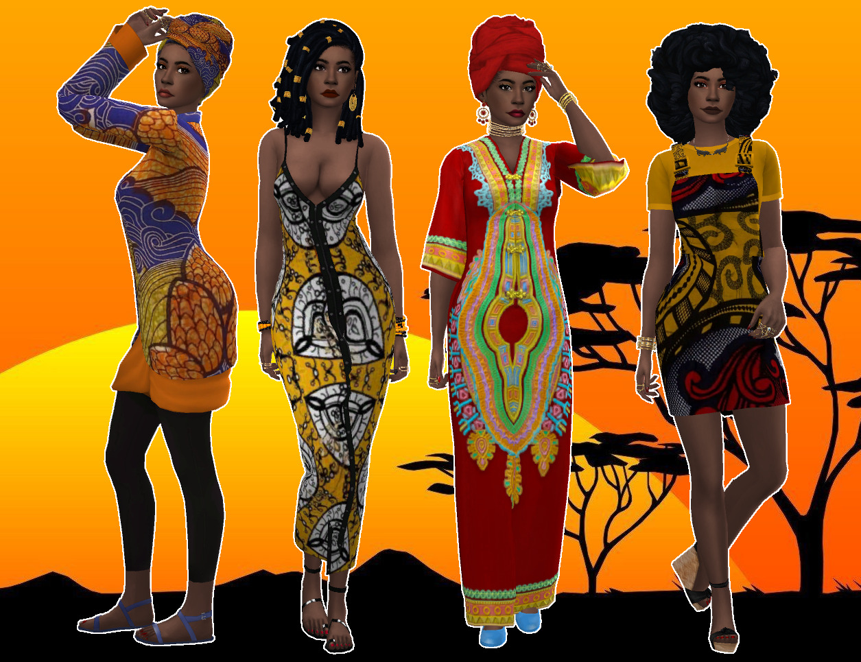 Mmcc And Lookbooks Cultural Lookbook African African Clothing Sims 4 Clothing Sims 4 Dresses