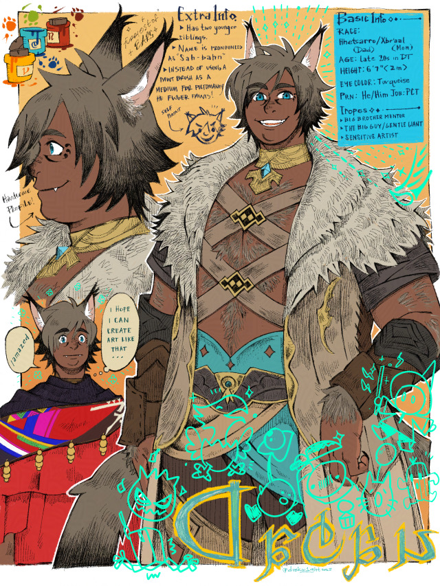 New FF14 OC - Caban! Half Miqo'te and Hrothgar, a shy but lovable big brother figure ...