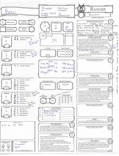 My 5th Ed Dandd Character Sheet For Bow Its Messy Tumbex