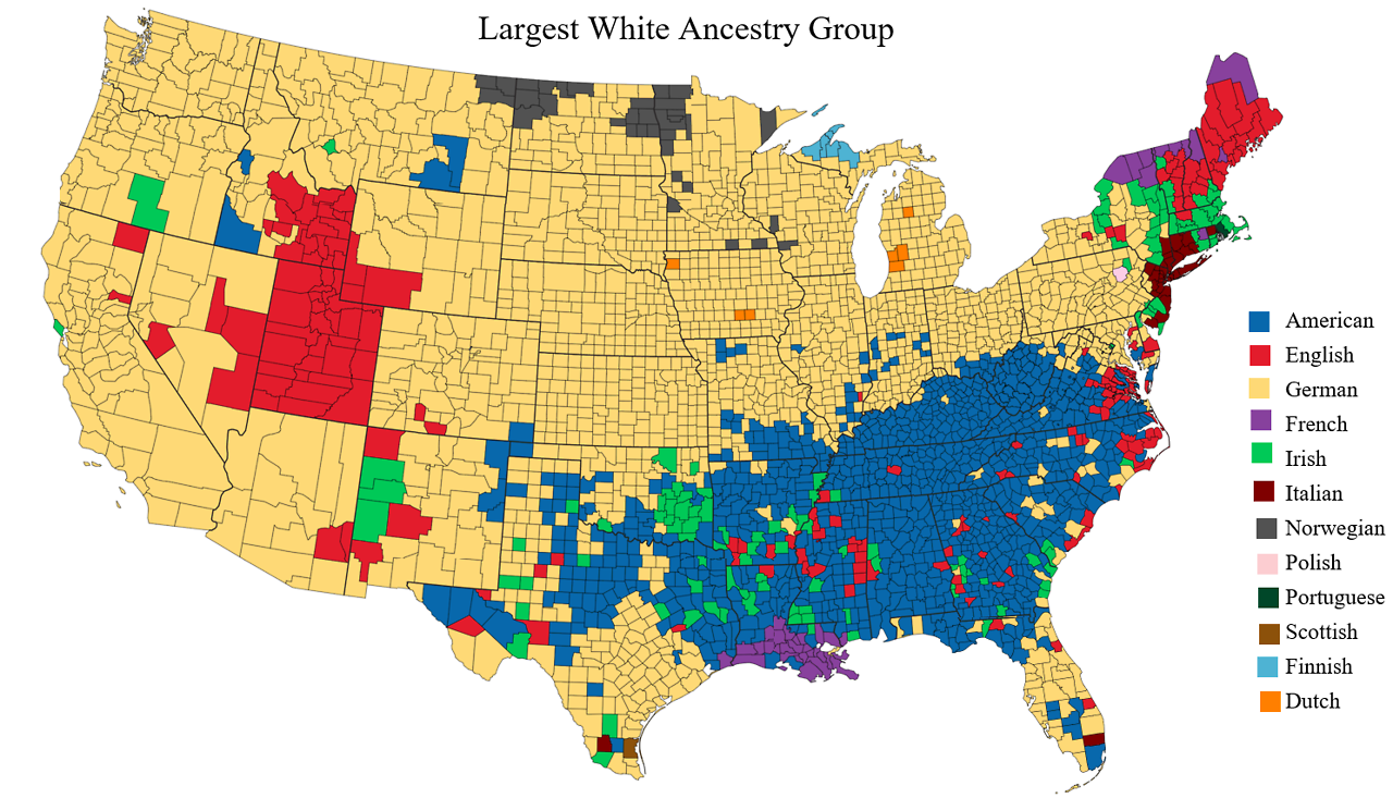 Largest non-Hispanic White Ancestry Groups by... - Maps on the Web Largest non-Hispanic White Ancestry Groups by... - Maps on the Web
