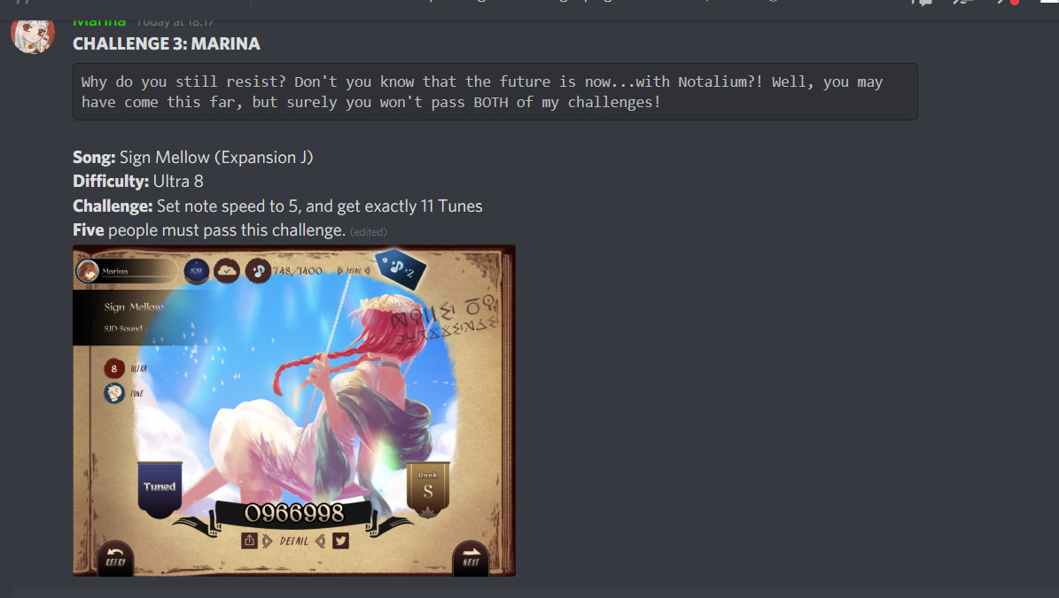 marina mods lanota official server. why the fuck is her ptt 5??? i suck at lanota and mine is at ...