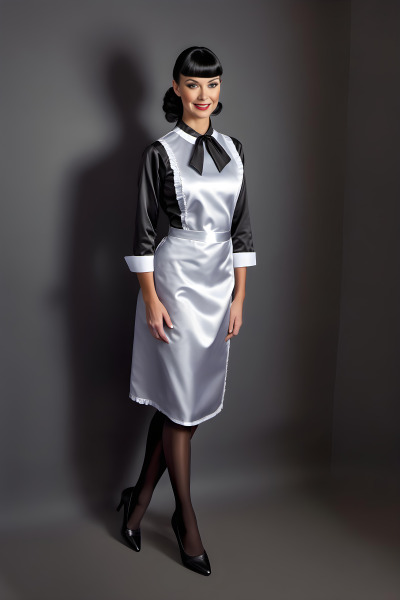 Black And White Satin Maid Tumbex