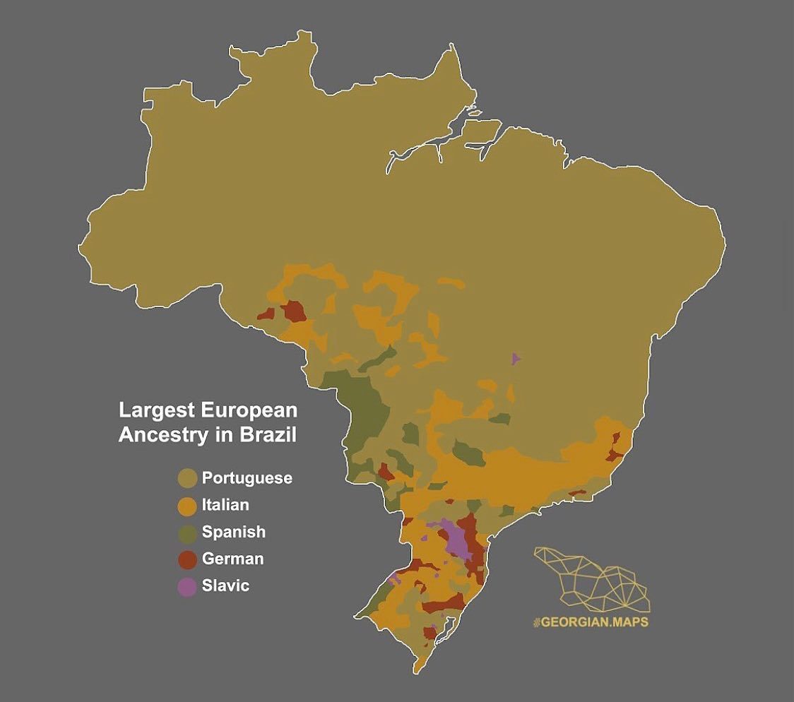 Largest European ancestry in Brazil. by... - Maps on the Web Largest European ancestry in Brazil. by... - Maps on the Web