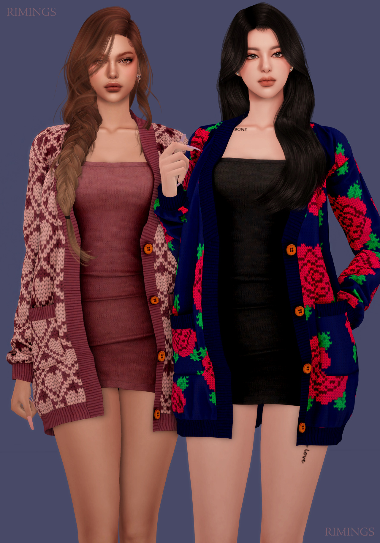 Rimings Long Knit Cardigan And Mini Knit Dress Rimings