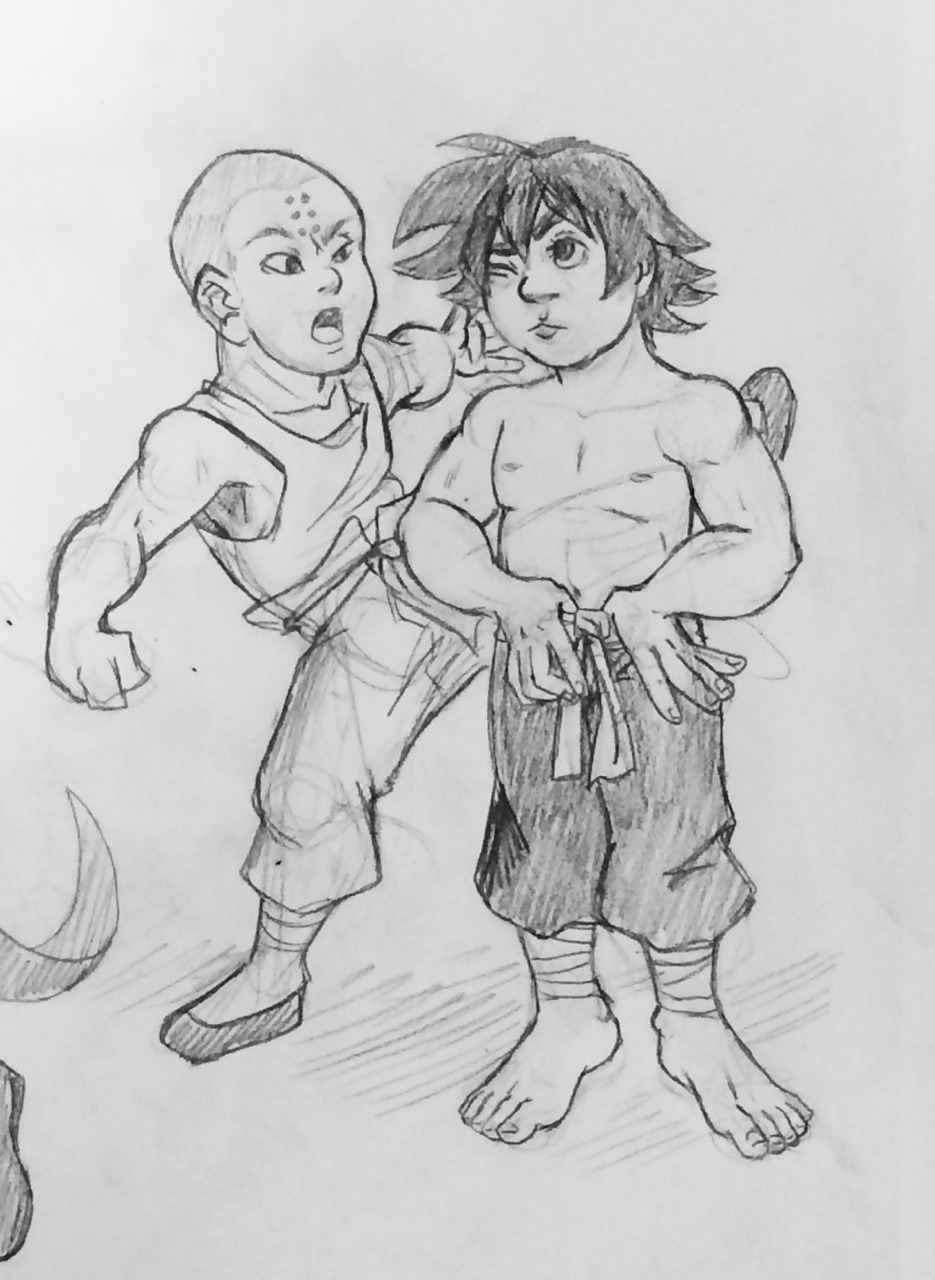 Mostly Shonen Manga — Krillin With A Nose And Goku Ages 12 And 13