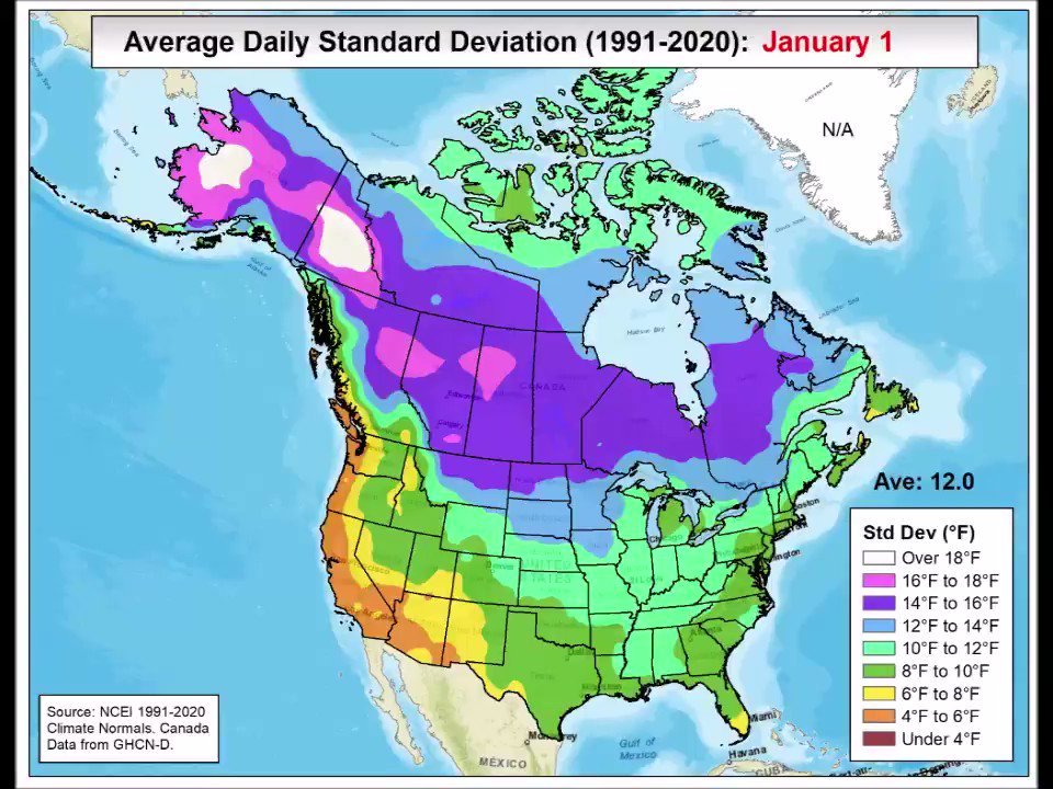 Daily normal temperature standard deviation for the 1991-2020 period ... Daily normal temperature standard deviation for the 1991-2020 period ...