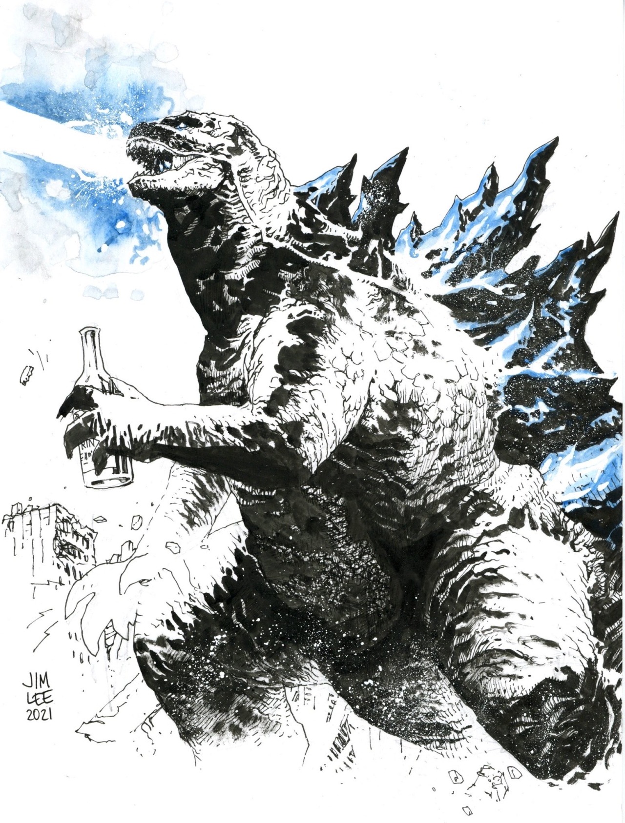 Bad Ass Godzilla Art By Jim Lee Friendly Neighborhood Nerd