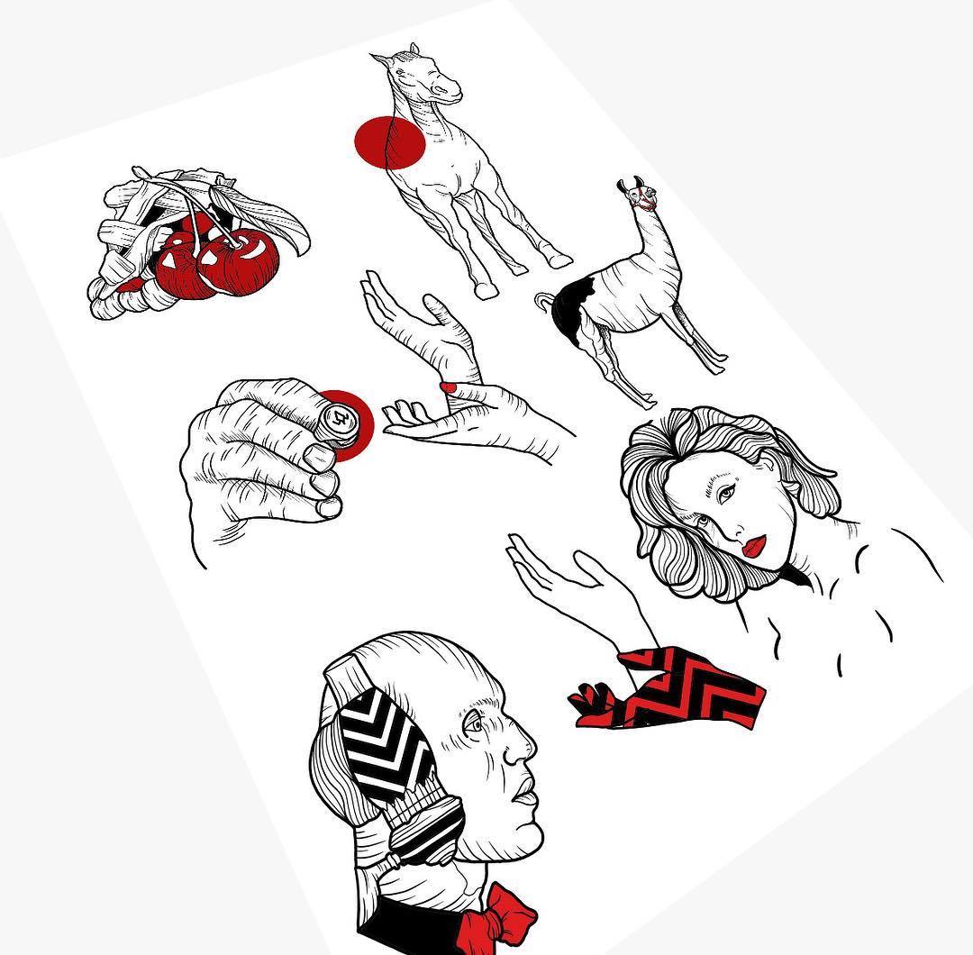 Twin Peaks Tattoo Flash