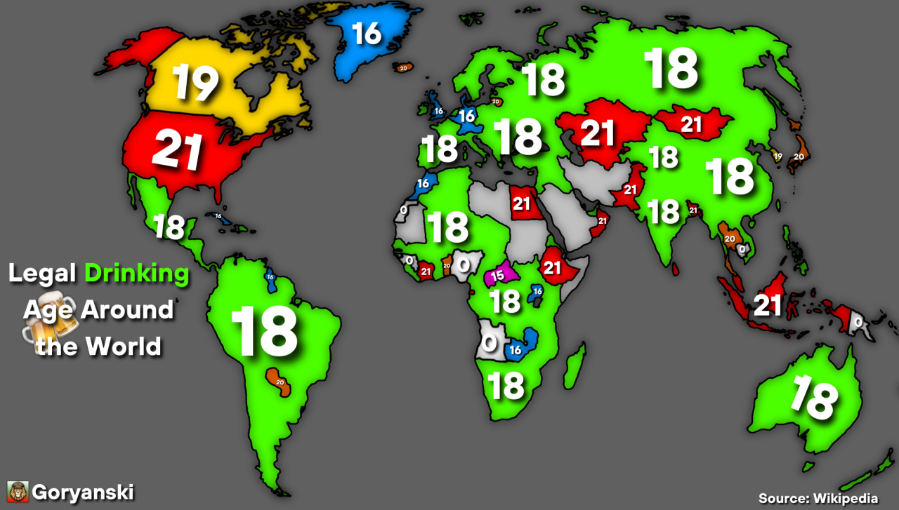Legal Drinking Age Around the World by Goryanski - Maps on the Web Legal Drinking Age Around the World by Goryanski - Maps on the Web
