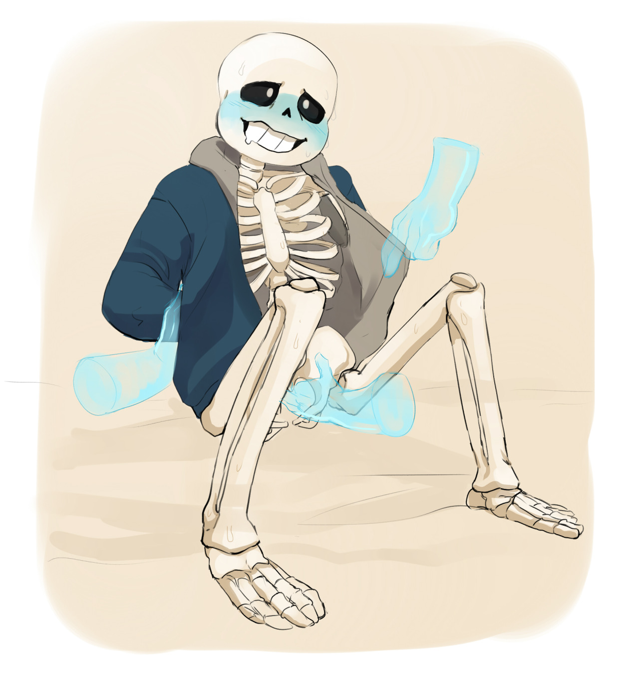 Rule 34 2016 Animated Skeleton Arms Behind Back Blue Blush Blue
